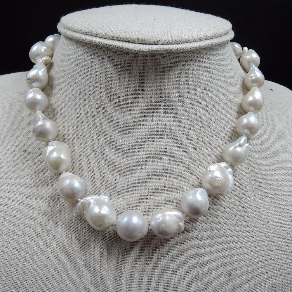 100% NATURE FRESHWATER Baroque PEARL NECKLACE big pearls nature colors ...