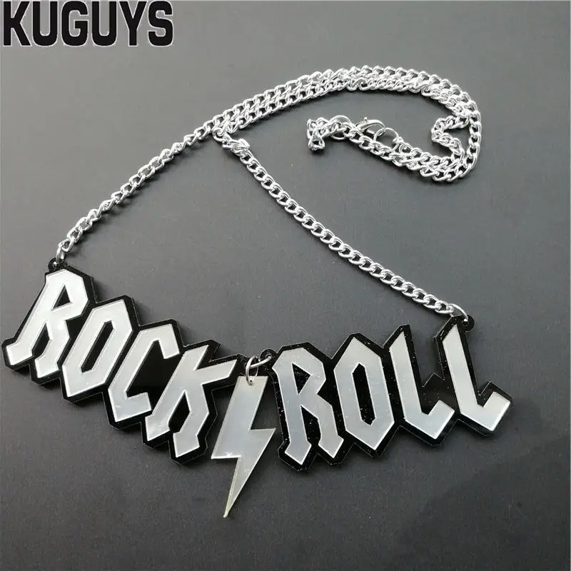 Kuguys Rock Roll Pendant Necklace For Women And Men Hiphop Punk Acrylic ...