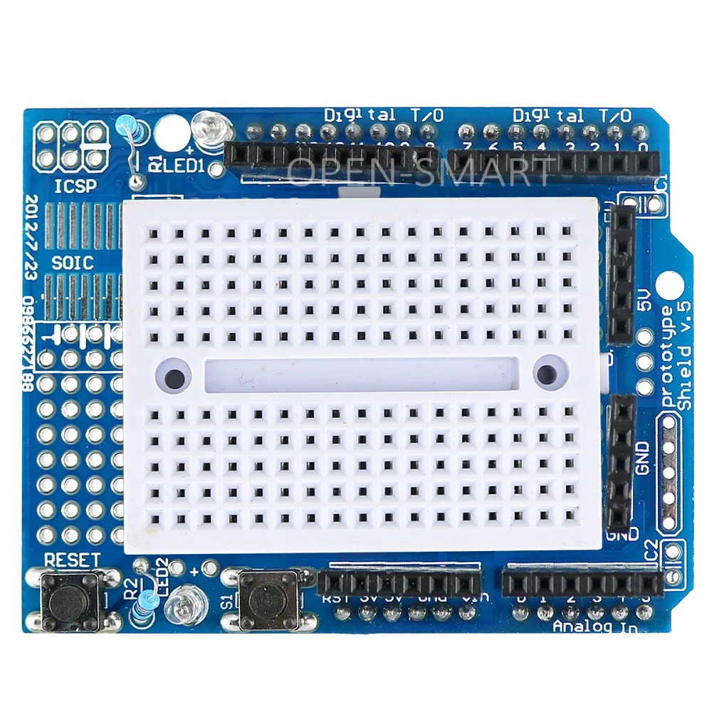 UNO Proto Shield prototype expansion board with SYB 170 mini breadboard ...