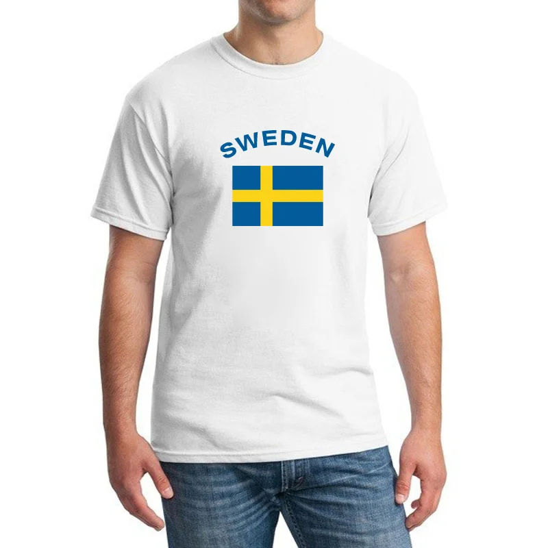 Blwhsa Sweden National Flag Men T Shirts Summer Short Sleeve 100