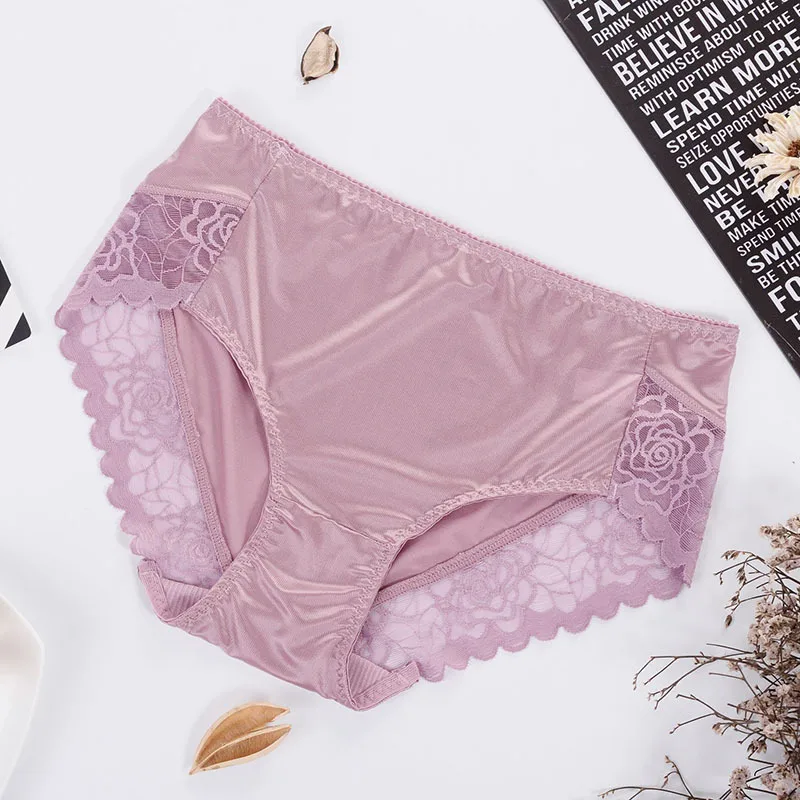 Spandcity Fashion Satin Sexy Hollow Out Panties Seamless Women Underwear Mid Rise Soft Physical