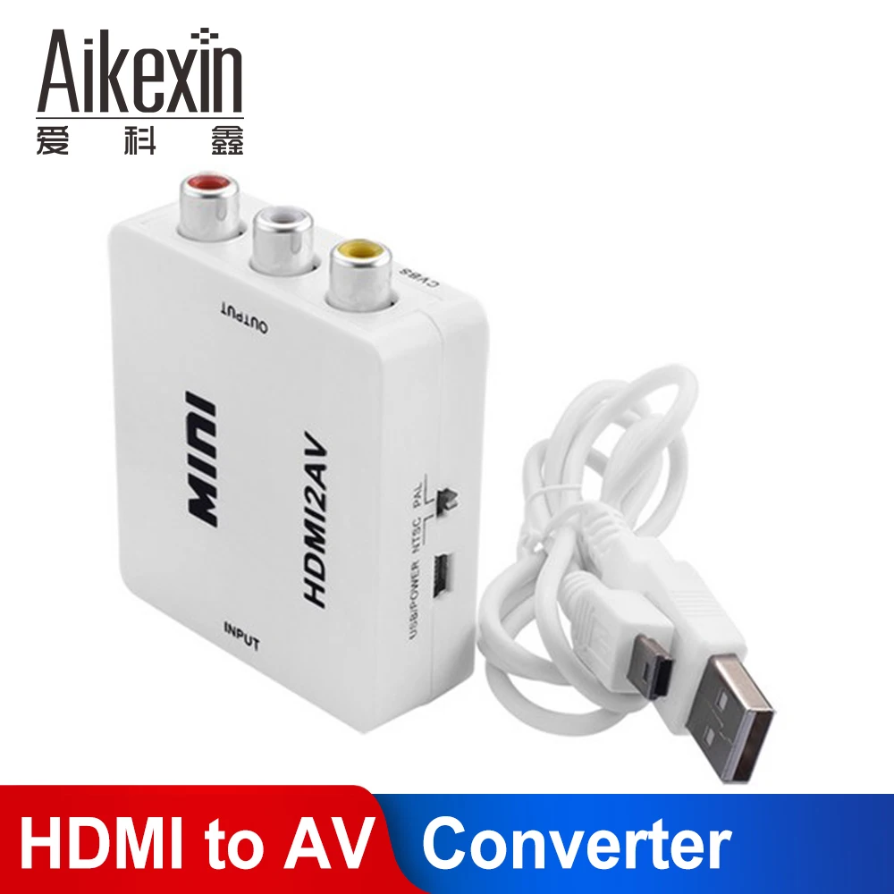 Aikexin HDMI to AV Converter 1080P HDMI to RCA CVBs Composite Converter ...