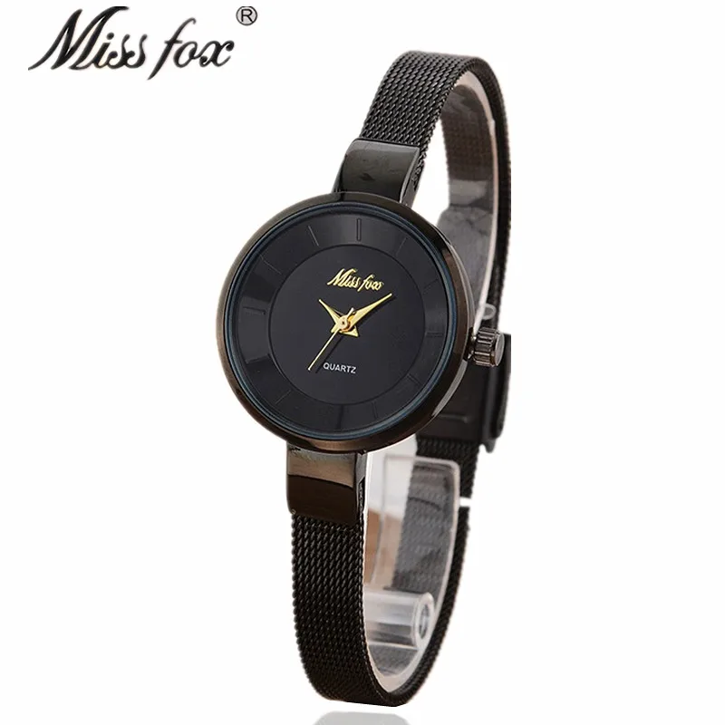 Miss fox relógio de pulso feminino, relógio preto de luxo para mulheres ...