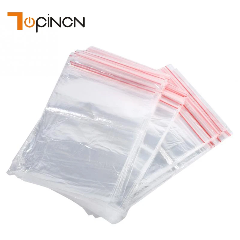 100Pcs Transparent Small Zip lock Plastic Bags Ziplock Zip Zipped Lock ...