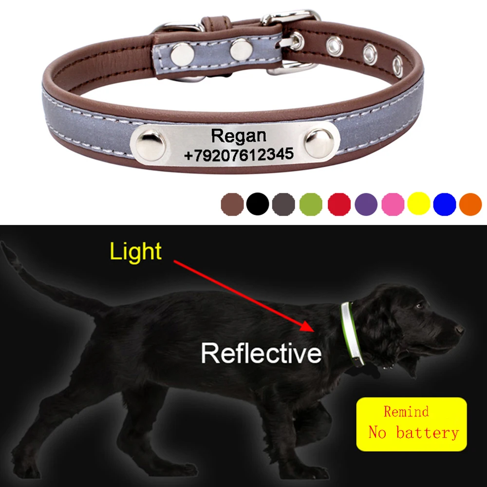 Reflective-Pet-Collar-with-ID-Tag-Personalized-Big-Dog-Collar-Engraved ...