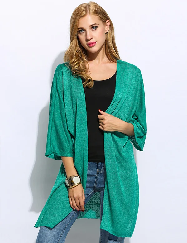 2017 Women Girls Casual Loose Long Cardigan Hem Split Open Front Long ...