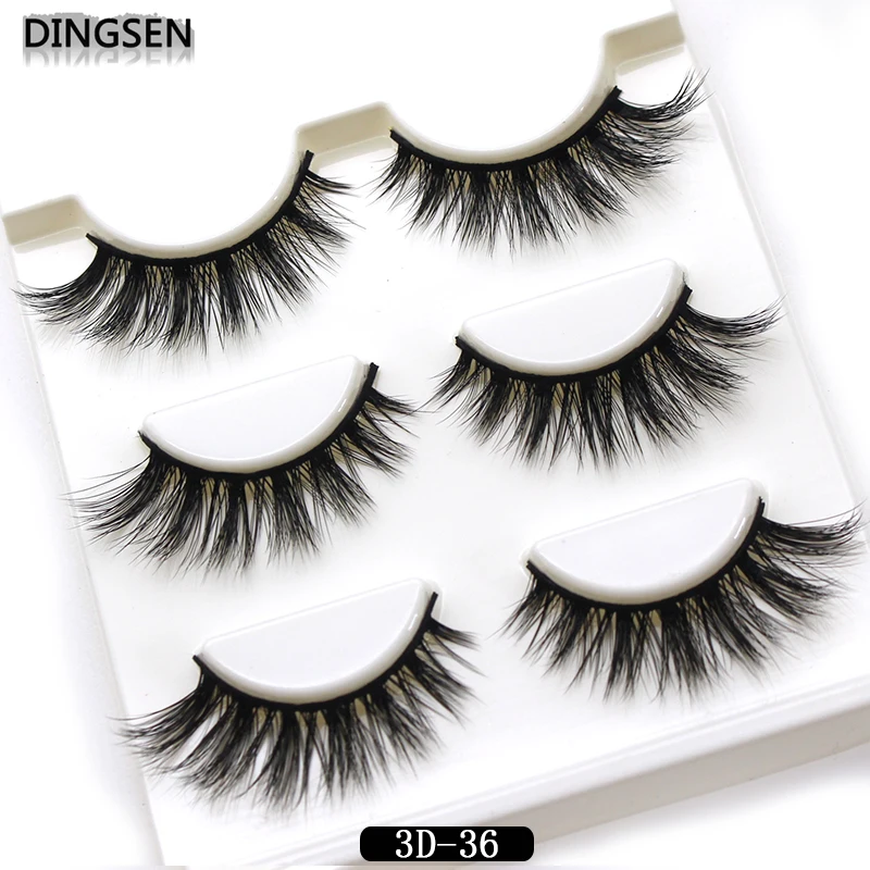 DINGSEN 3 Pairs 3D false eyelashes Think lashes False Eyelash Mink ...