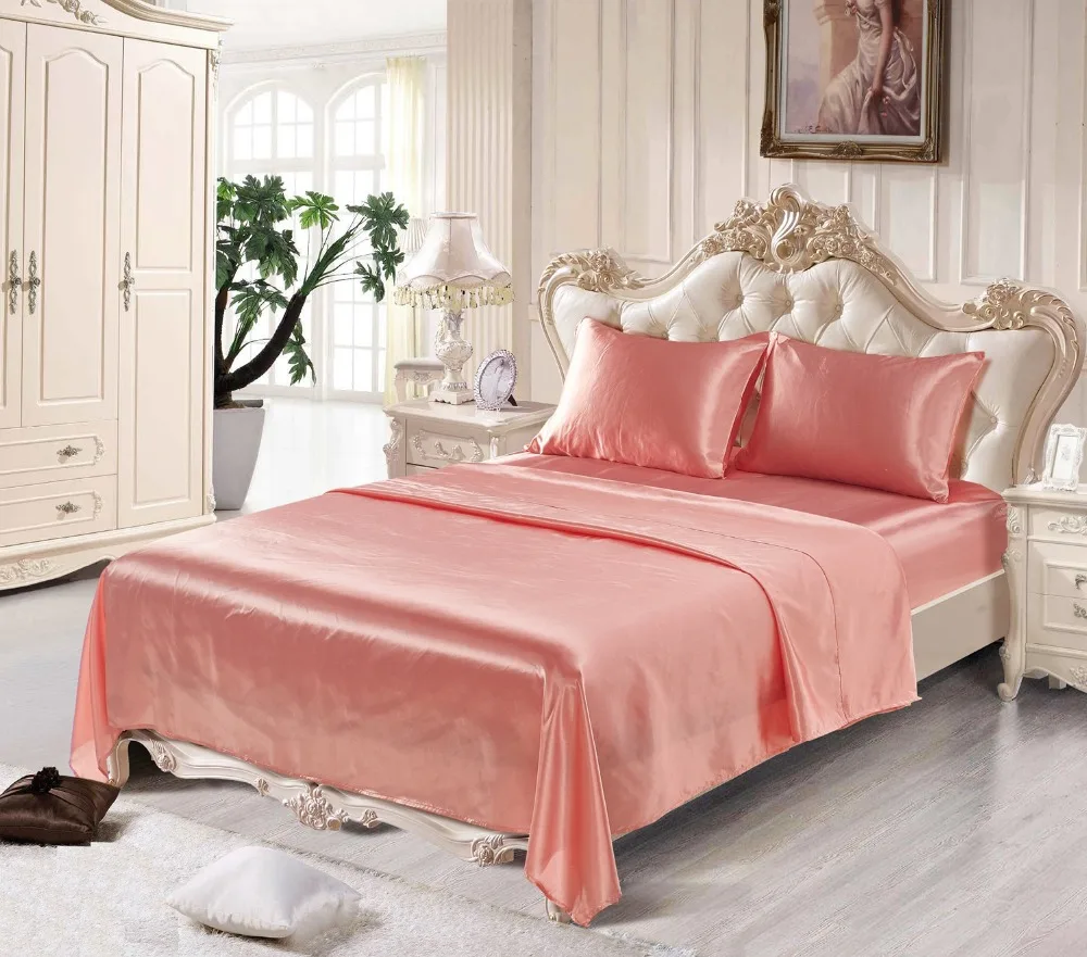 Free Shipping Simple Solid Pink Color Bedding Set Flat Sheet Fitted Free Shipping Simple Solid Pink Color Bedding Set Flat Sheet Fitted