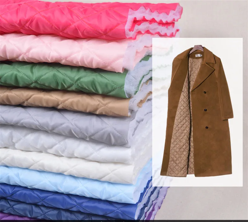 100150cm Ready Quilted Polyester Backed Quilting Padded Wadding Fabric Upholstery Lining Coat