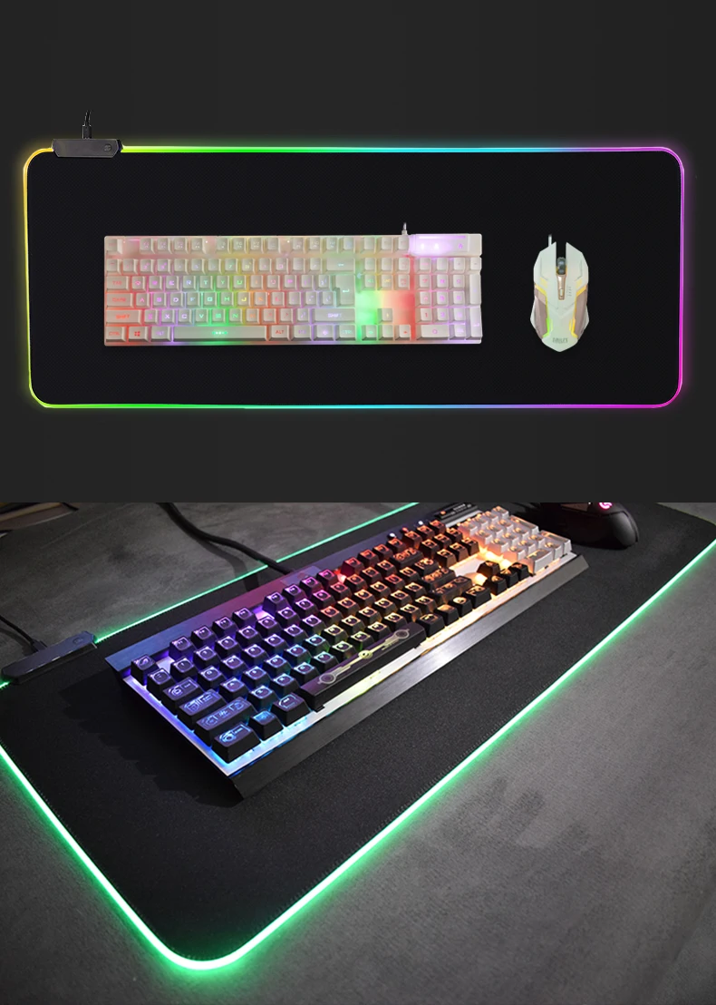 Personalized Gaming Mouse Pad Rgb Oversized Glowing Led Fast Anti Slip Mousepad Keyboard Thicken