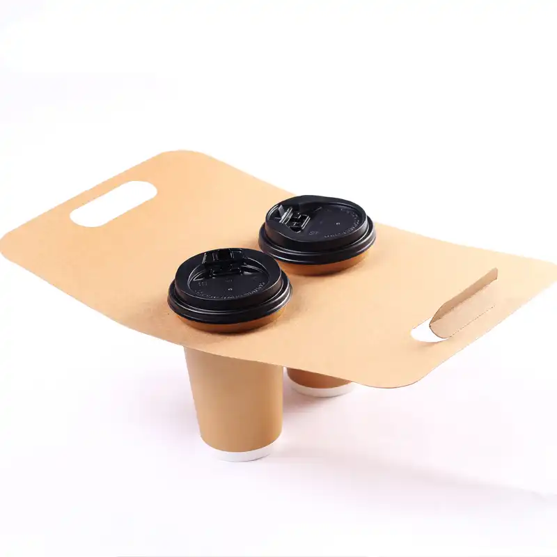 Disposable Kraft Paper Cup Base Handle Holder Eco Friendly Coffee Milk ...