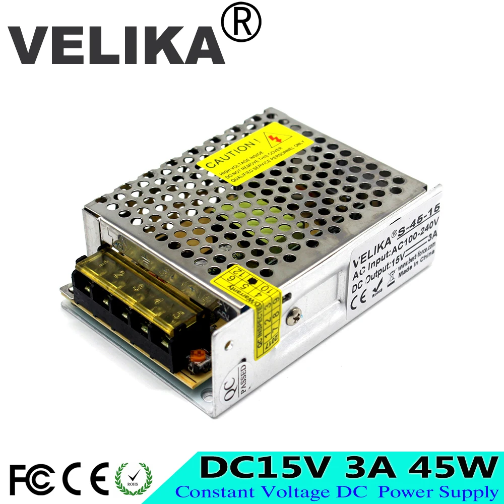 New Arrival DC15V 3A 45W Switching switch power supply Driver lighting ...