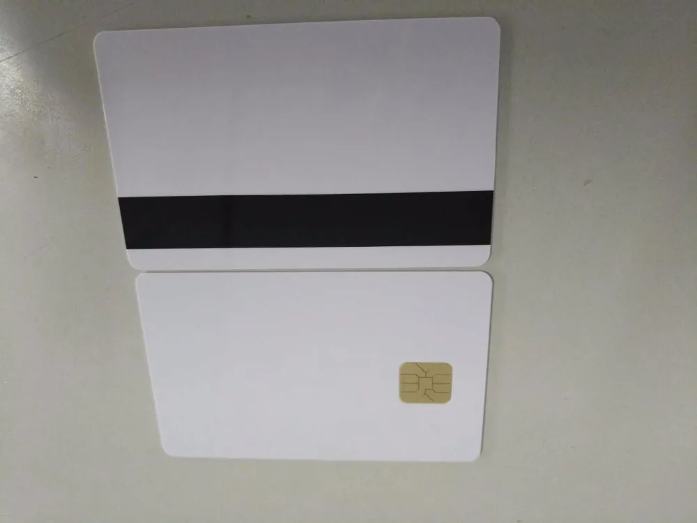 Carte de Contact blanche Smart IC vierge en PVC avec bande magnétique ...