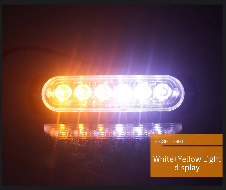Car Led Emergency Strobe Flash Warning Light DC12V 6 LED Flashing Grill ...