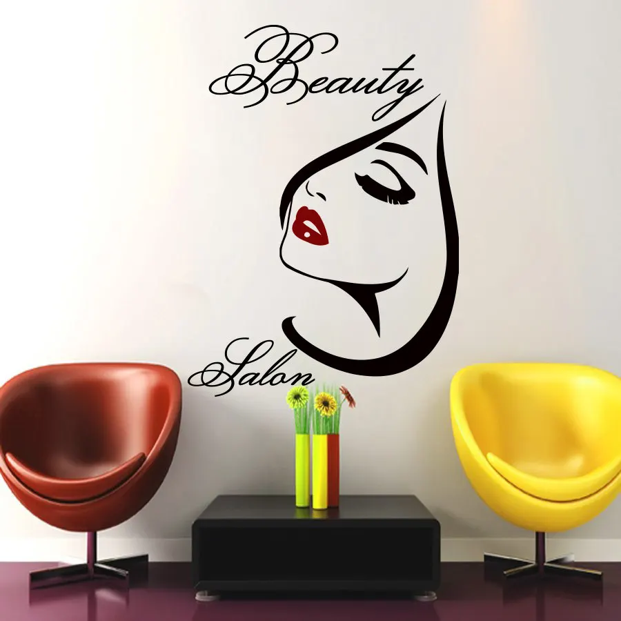 Beauty Salon Wall Art Girl Decal Vinyl Decals Wall Sticker Barbershop