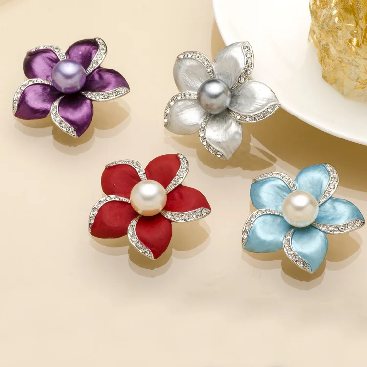 Fashion Broches Female Pearl Flower Brooch Bouquet for women Rhinestone ...