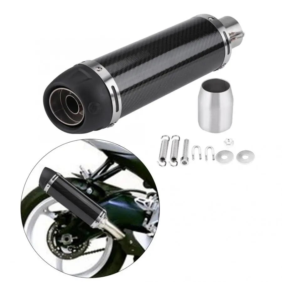 51mm Universal Motorcycle Modified Real Bright Carbon Fiber Exhaust ...