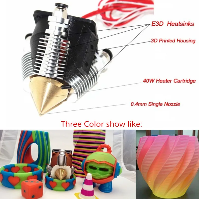 Prusa 3D Printer 3 In 1 Out Extruder Hotend J Head V6 Hot End Extruder ...
