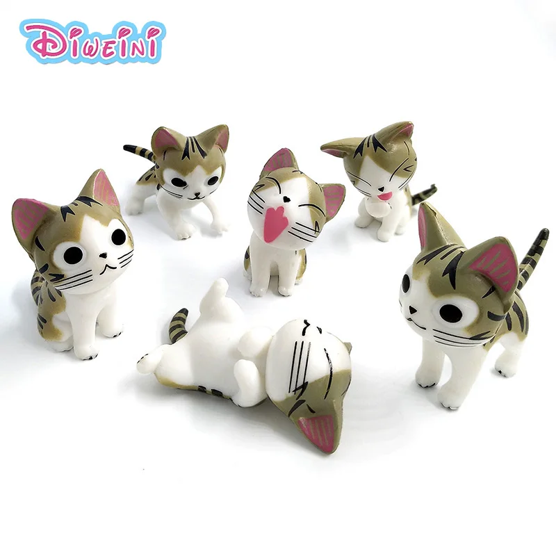 6pcs Kawaii Mini Cat Model Figurines Wedding Doll Miniatures Landscape ...