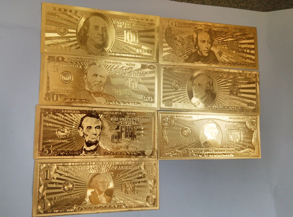 USA Gold Banknote United Of America 24K Gold Foil Banknote 1/ 2 /5 /10 ...
