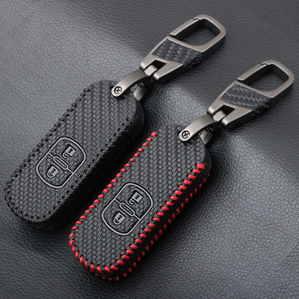 2 Button Carbon Fiber Style Car Styling Smart Key Fob Protection Covers ...