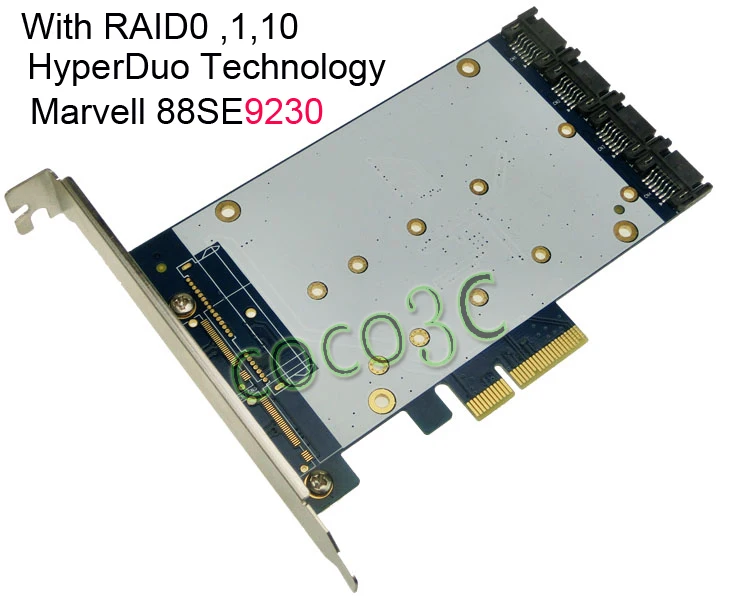 Quad SATA III Port RAID PCI e Card HyperDuo 4 Ports SATA 6Gbps 3.0 SSD ...
