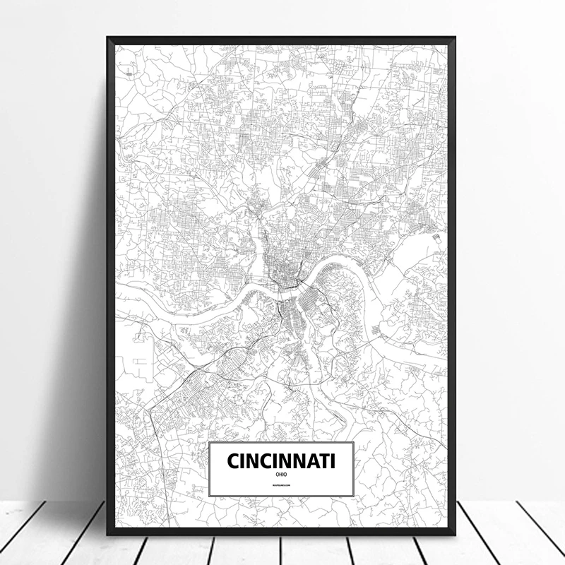 Home & Living Prints Cincinnati Cincinnati map city map print ...