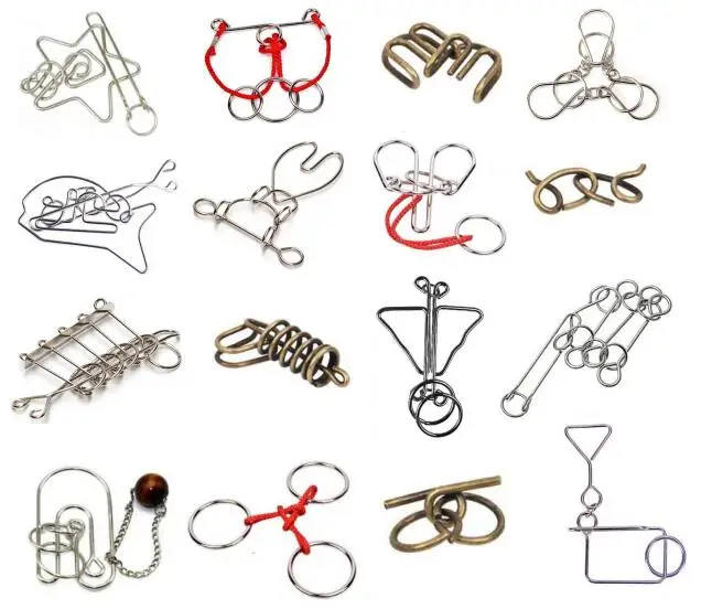 Adults And Kids Montessori Materials 8pcs/set Metal Wire Puzzle Iq Mind ...