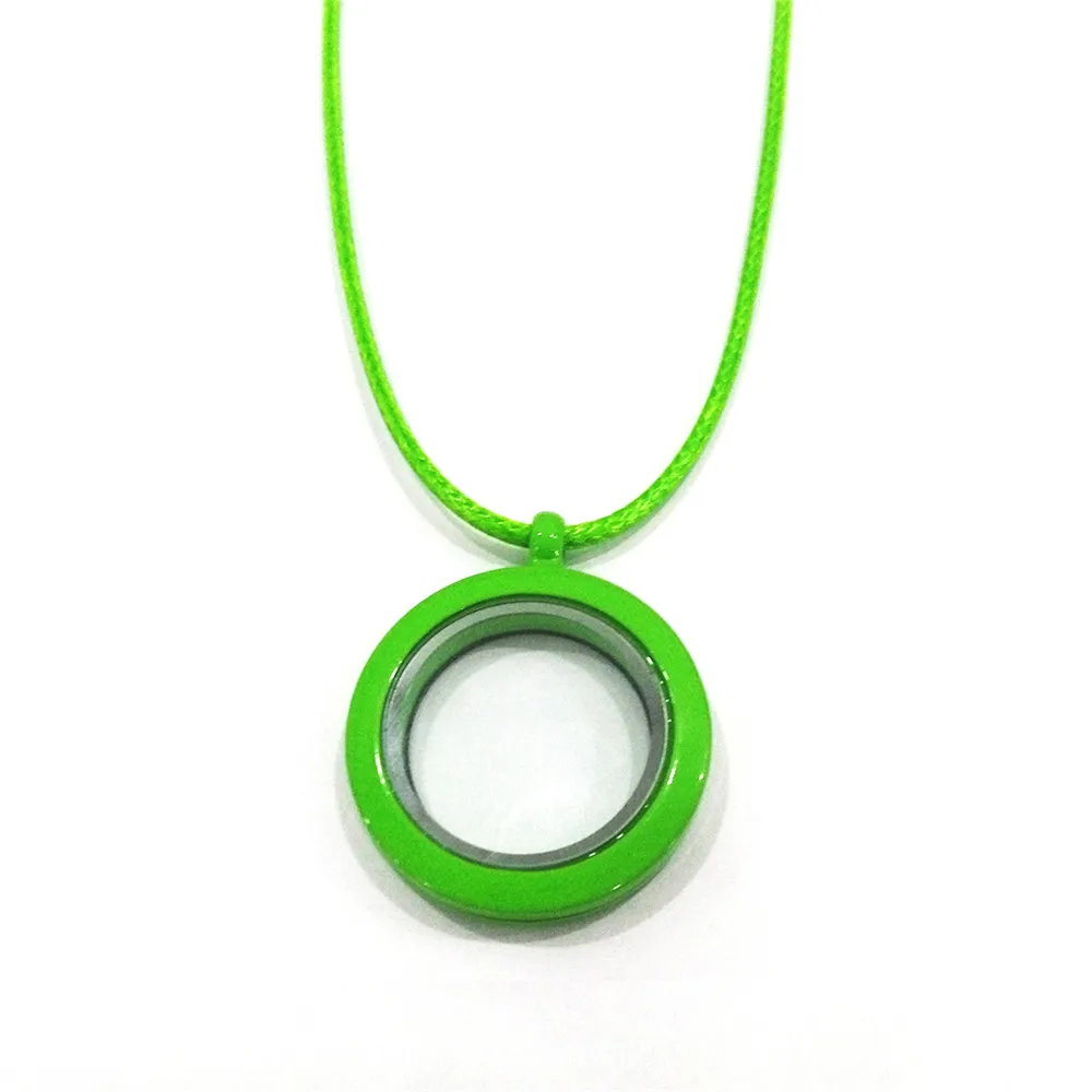 30MM Green color Twist Plain Painting Colorful Round Locket Floating ...