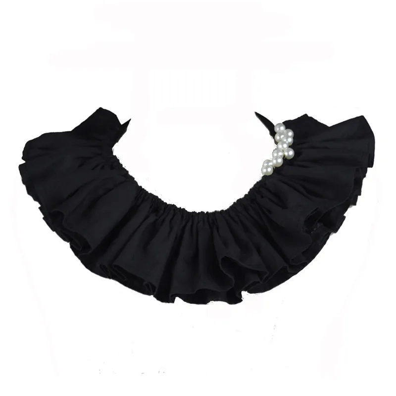 Women Neck Collar Black Cotton Beaded Ruffle Collars Necklace ...
