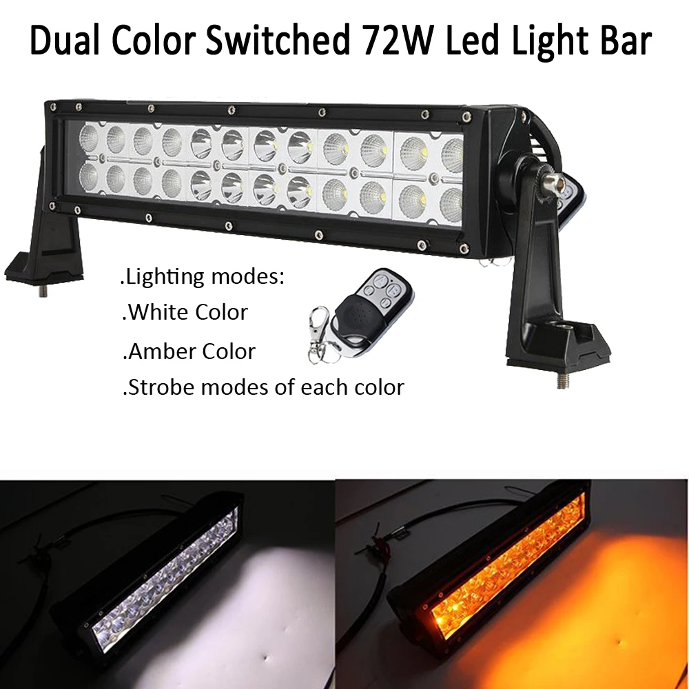 13.5" 72W White Amber Dual Color Switched StrobeFlash Led Work Light ...