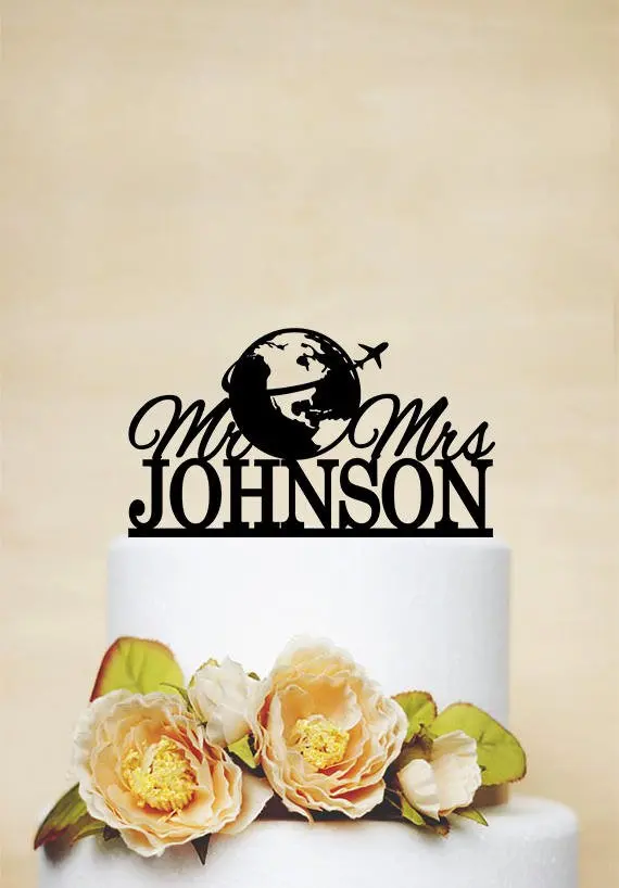 Topper de pastel de boda con temática de viaje, Topper de pastel de Mr ...
