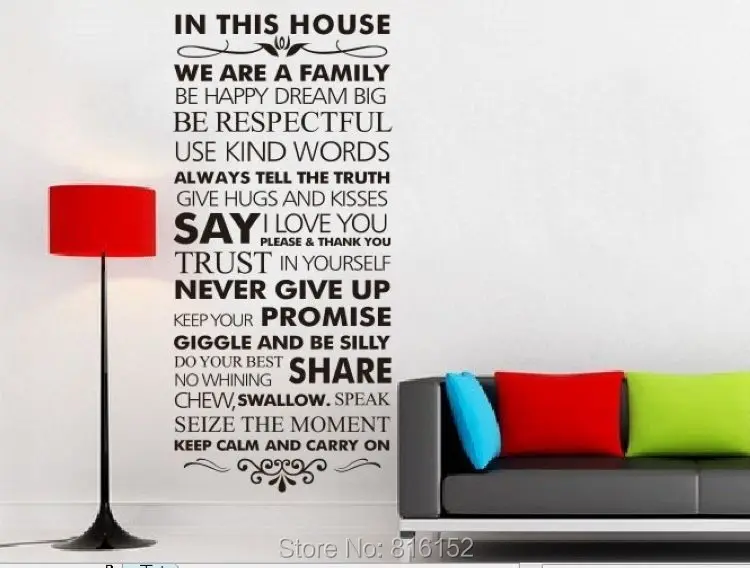 Wall Quotes Decal Wall Sticker This House House Rules Family ...