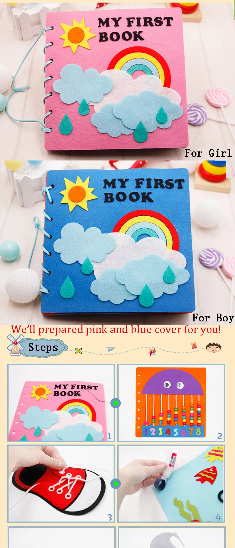Мама ручной работы моя первая книга 20x20 см мягкая фетровая ткань Тихая книга игрушки для детей