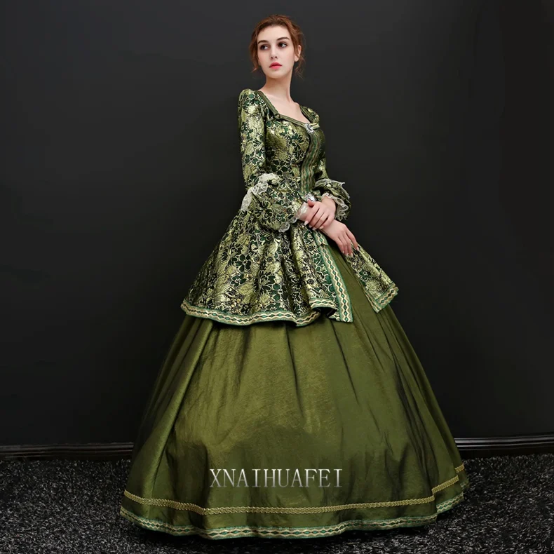 18th Century Rococo Green Royal Court Dress Retro Baroque Clothing ...