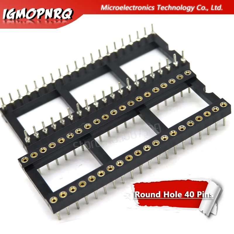 5pcs-DIP40-Round-Hole-40-Pins-2-54MM-DIP-IC-Sockets-Adaptor-Solder-Type ...