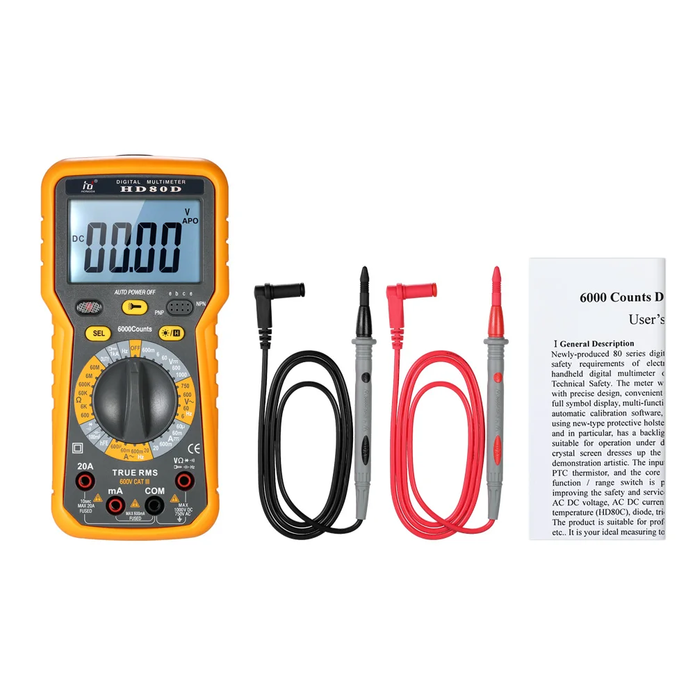 Digital Multimeter DMM LCD 6000 Counts Display multimetro True RMS ...