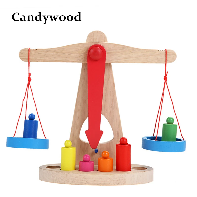 Montessori-Teaching-Kids-Children-Wooden-Toys-Wood-Balance-Scale-Weigh ...