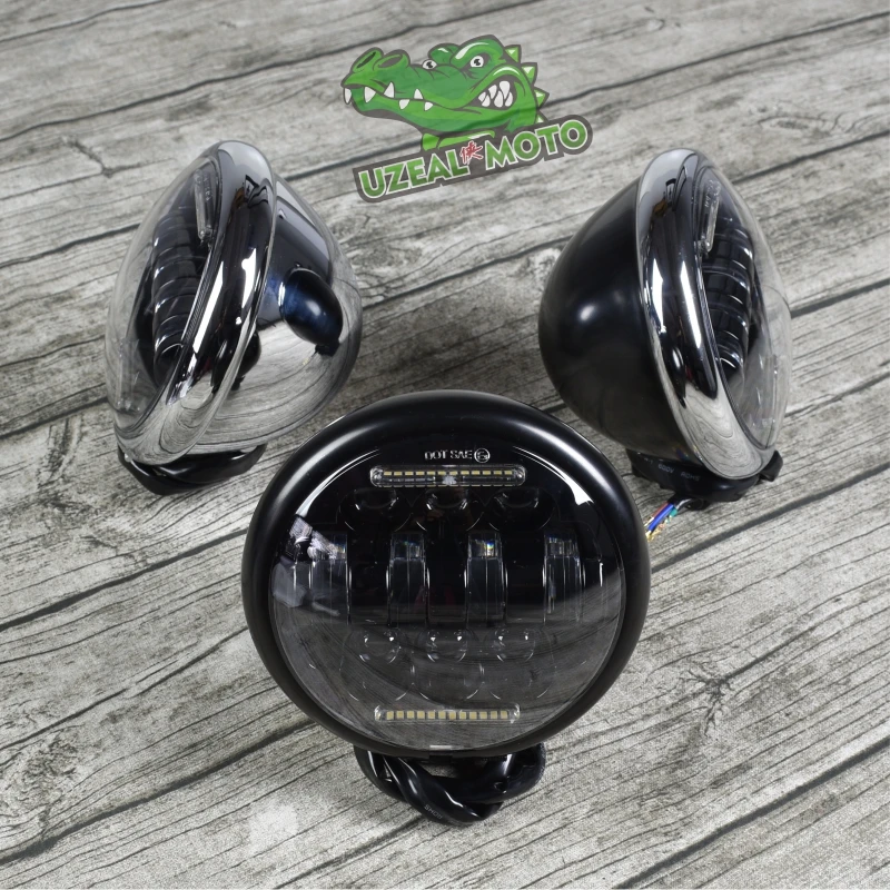 Harley Retro Motorcycle Modified LED Highlights 5.75 inch Headlights ...
