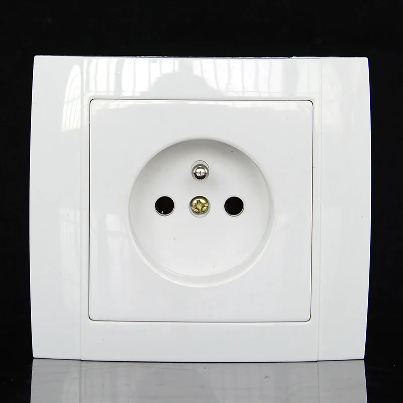 French Standard Wall Power Outlet Socket Safety Ground Ce Certified Abs ...