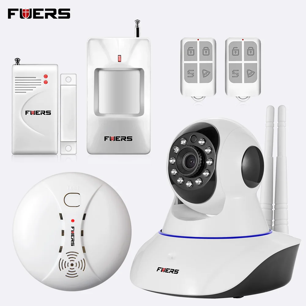 FUERS Wireless WiFi Alarm System Camera IR Cut IP Camera HD 720P CMOS ...