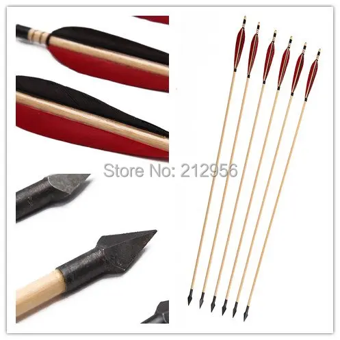 Longbowmaker 12PK Self Nock Red And Black Turkey Feathers Cedar Wood ...