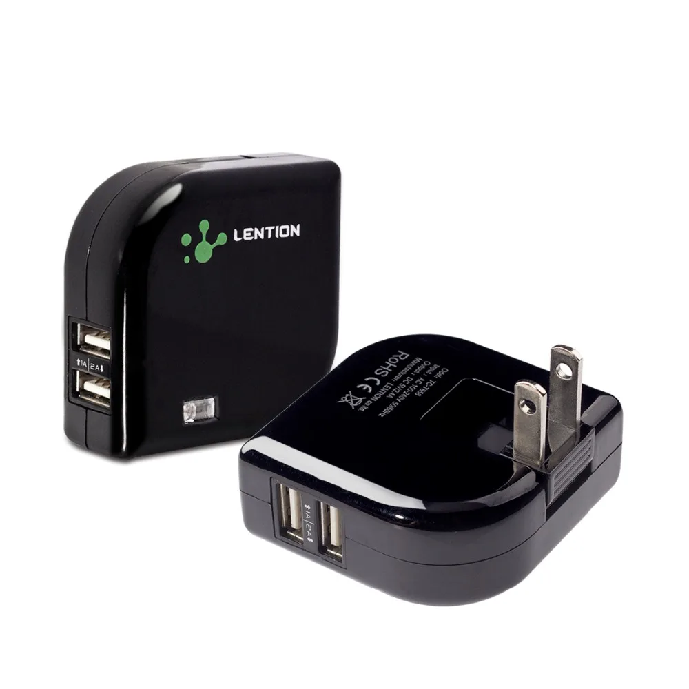 Lention Power Adapter Quick Charging AC 220V DC 5V Wall Charger Dual ...