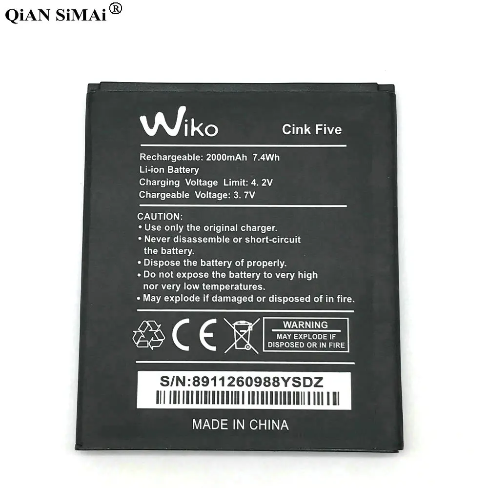 Nowy wysokiej jakości 2000 mAh bateria do Wiko Cink Five telefon ...