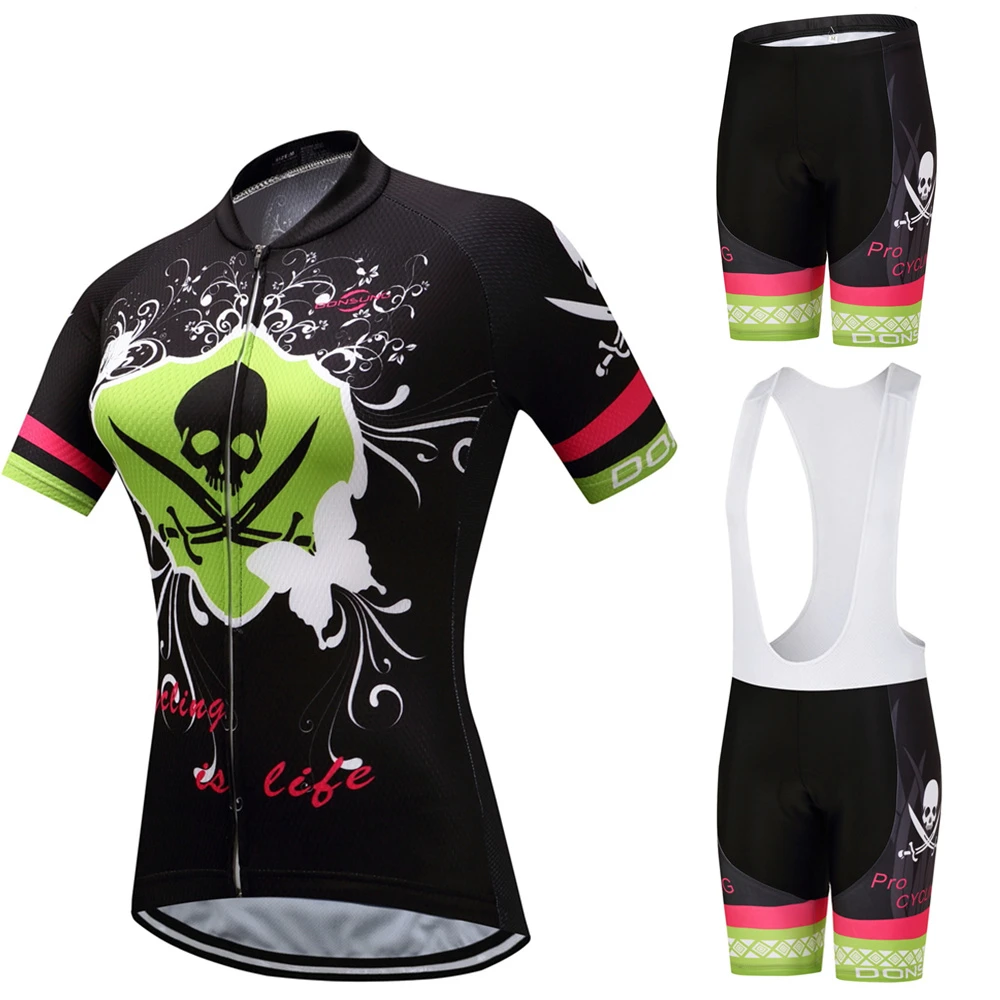 Verão novo 3D Mulheres MTB Ciclismo Jersey Mangas Curtas Define Ternos ...