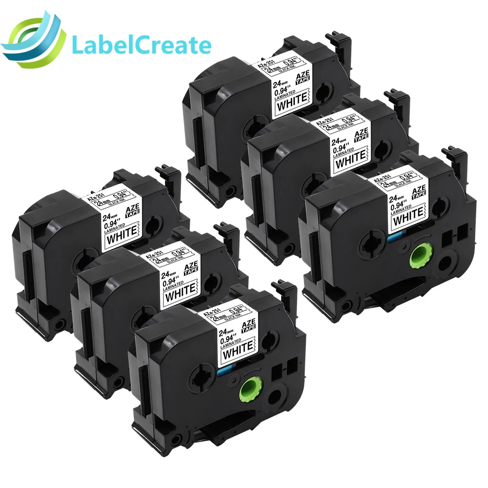 6 Packs TZe 251 Standard Laminated Label Tapes Compatible For Brother P ...