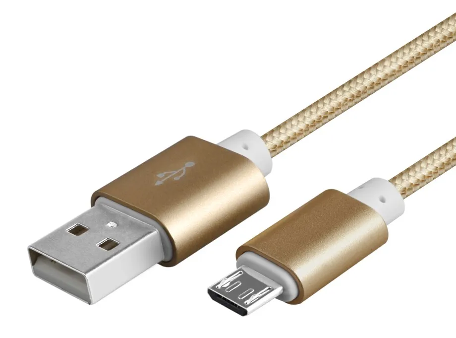 Micro USB кабель, нейлоновый плетеный провод, металлический штекер ...