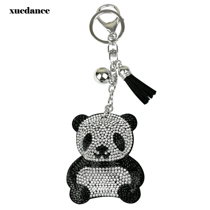 New-Panda-Keychain-Leather-Tassel-Key-Holder-Metal-Crystal-Key-Chain ...