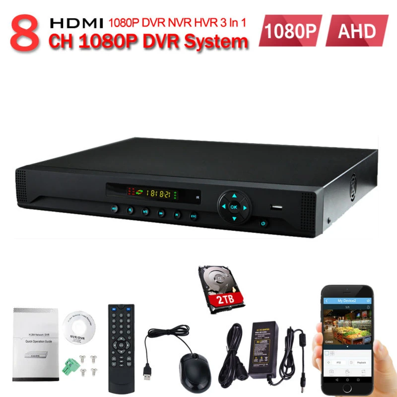 8CH AHD DVR NVR HD 1080P Video Recorder H.264 CCTV IP Camera Network 8 ...