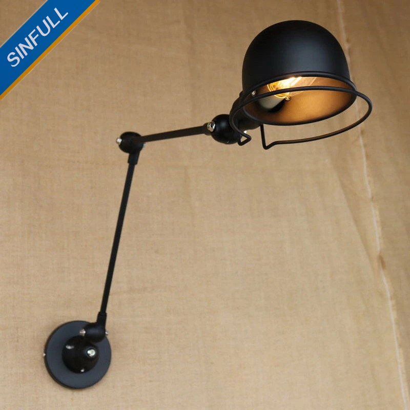 Long Arm Retractable Wall Lamp American Vintage Bedside Adjustable Wall ...